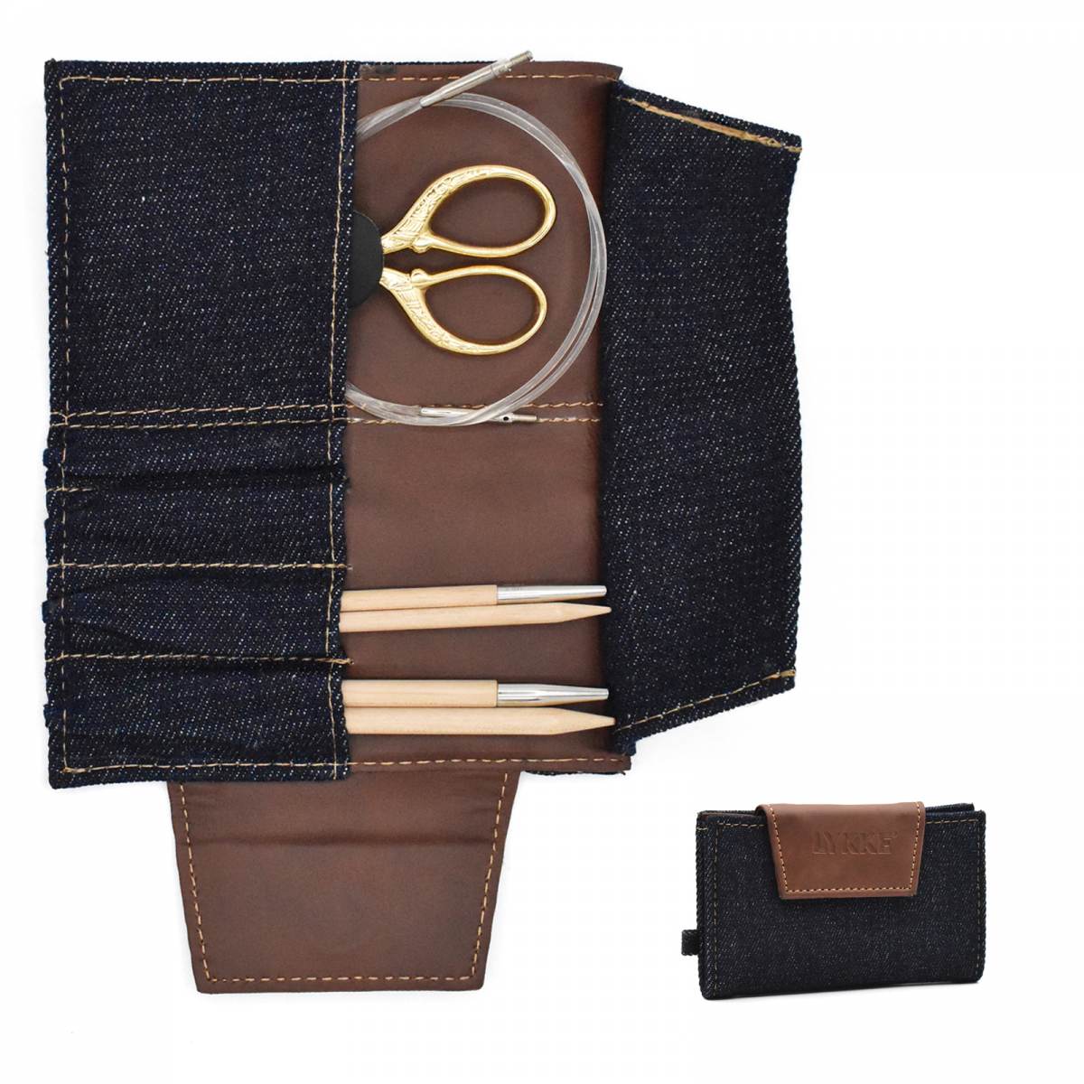 Weekender Case - Small | Denim & Chocolate Vegan Leather — STATEMENT ...